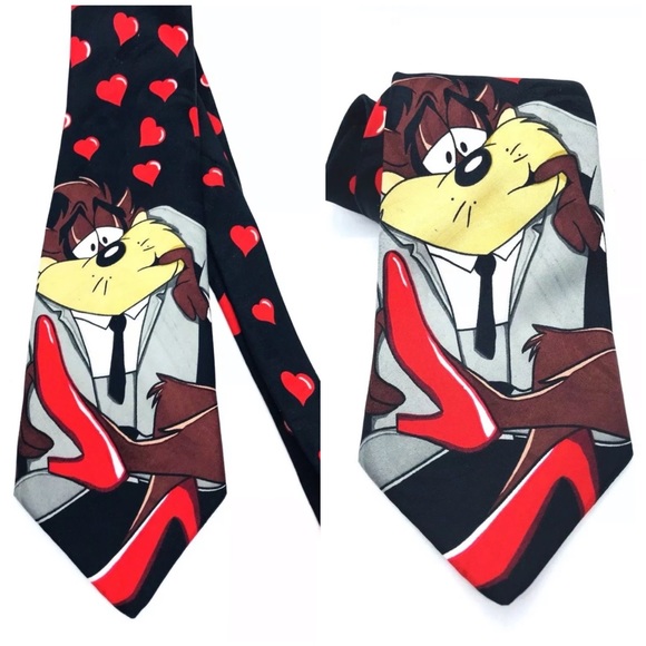 Warner Bros. | Accessories | Vintage Looney Tunes Necktie Taz Hearts 4x ...